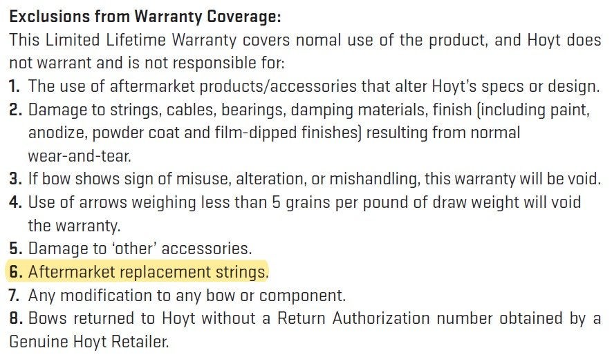 Aftermarket Strings Void Warranty | Archery Talk Forum Aftermarket Strings Void Warranty | Archery Talk Forum